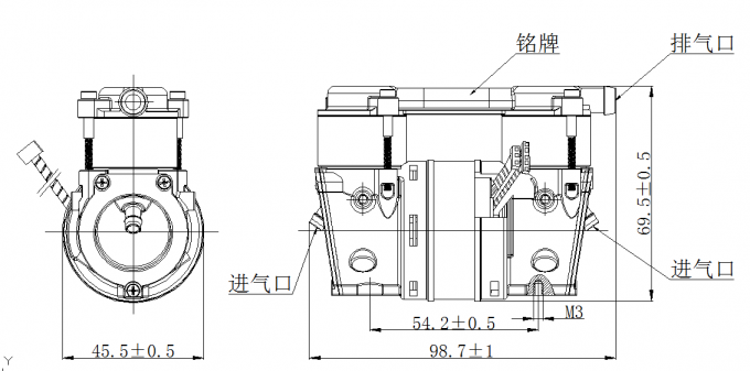 DC 12V Portable Oil Less Compressor 58Watts Silent Oil Free Compressor